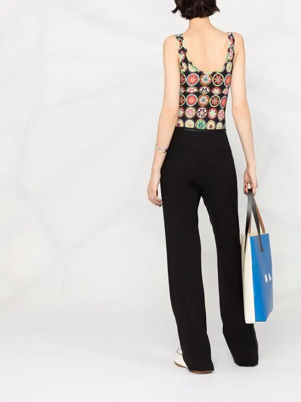 La DoubleJ Floral Print Scoop Neck Bodysuit