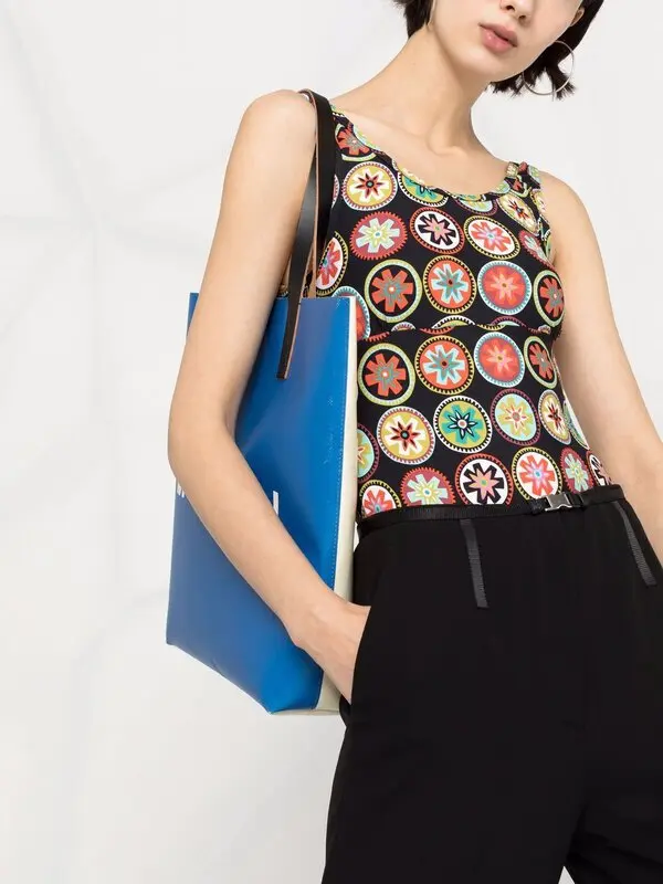 La DoubleJ Floral Print Scoop Neck Bodysuit