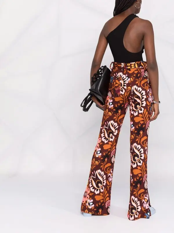 La DoubleJ Floral Flared Trousers