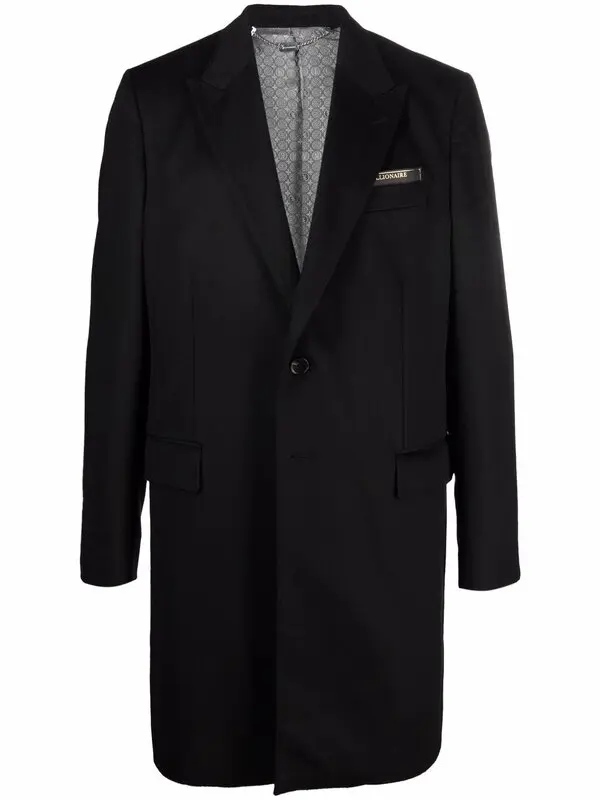 BILLIONAIRE Logo Single-breasted Cashmere Coat