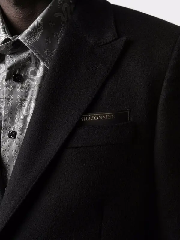 BILLIONAIRE Logo Single-breasted Cashmere Coat