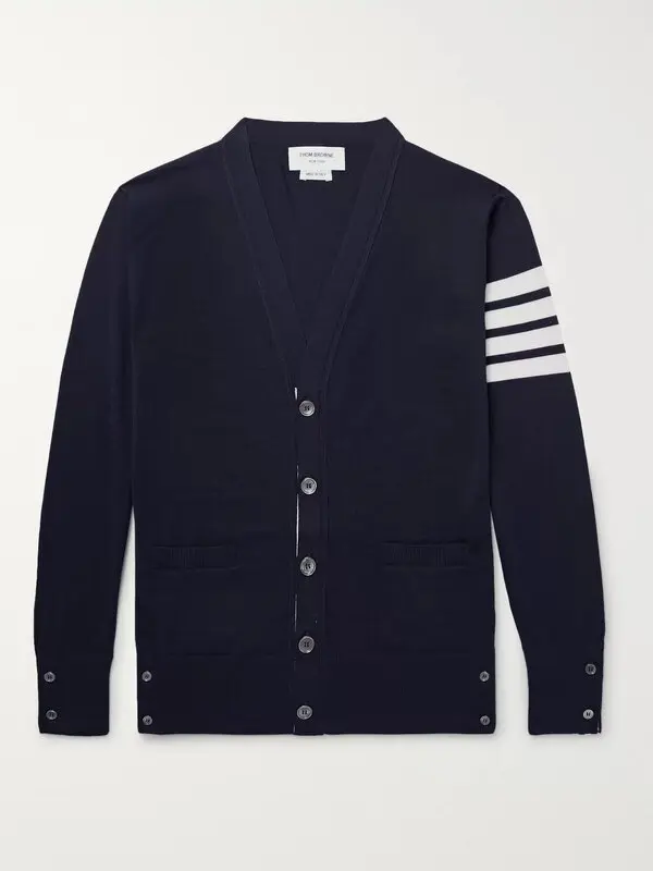 Thom Browne Striped Wool Cardigan - Blue