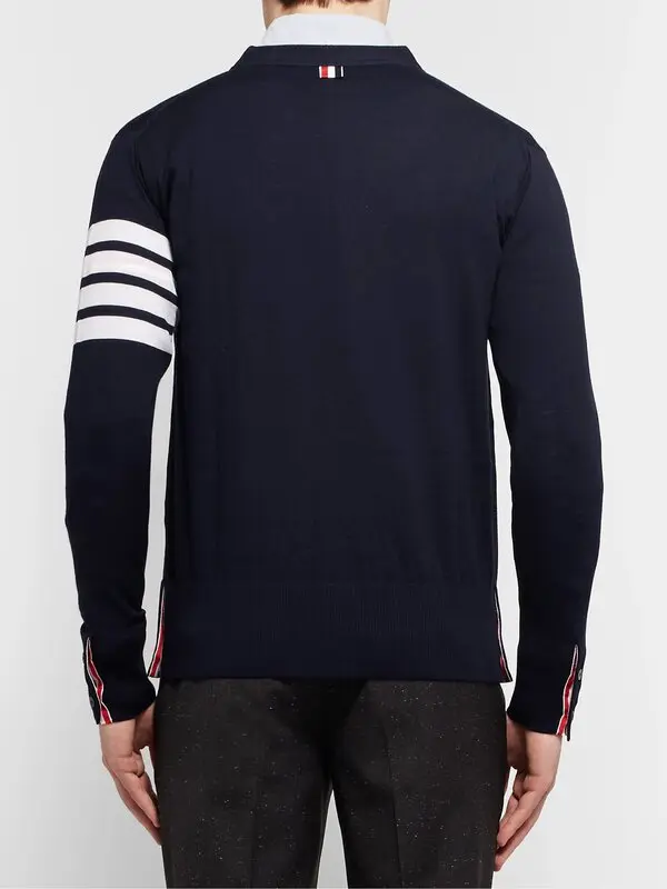 Thom Browne Striped Wool Cardigan - Blue