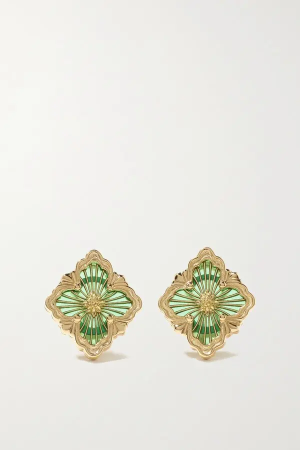 Buccellati Opera Tulle 18-karat Enamel Stud Earrings - Green