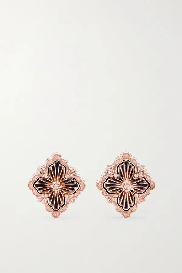 Buccellati Opera Tulle 18-karat Enamel Stud Earrings