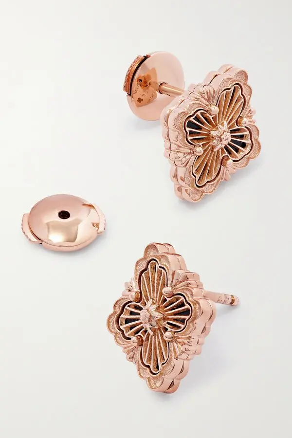 Buccellati Opera Tulle 18-karat Enamel Stud Earrings