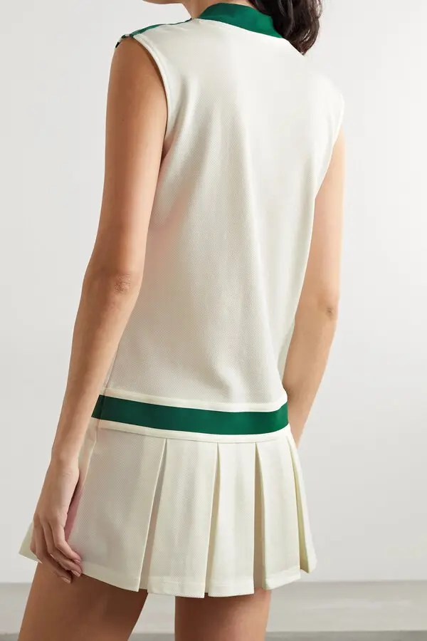 Adidas Originals By Alexander Wang Striped Pleated Recycled Piqu Tennis  Dress - Off-White | Editorialist