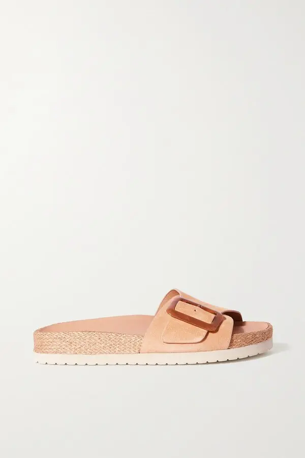 Vince Grant Buckled Suede Espadrille Slides