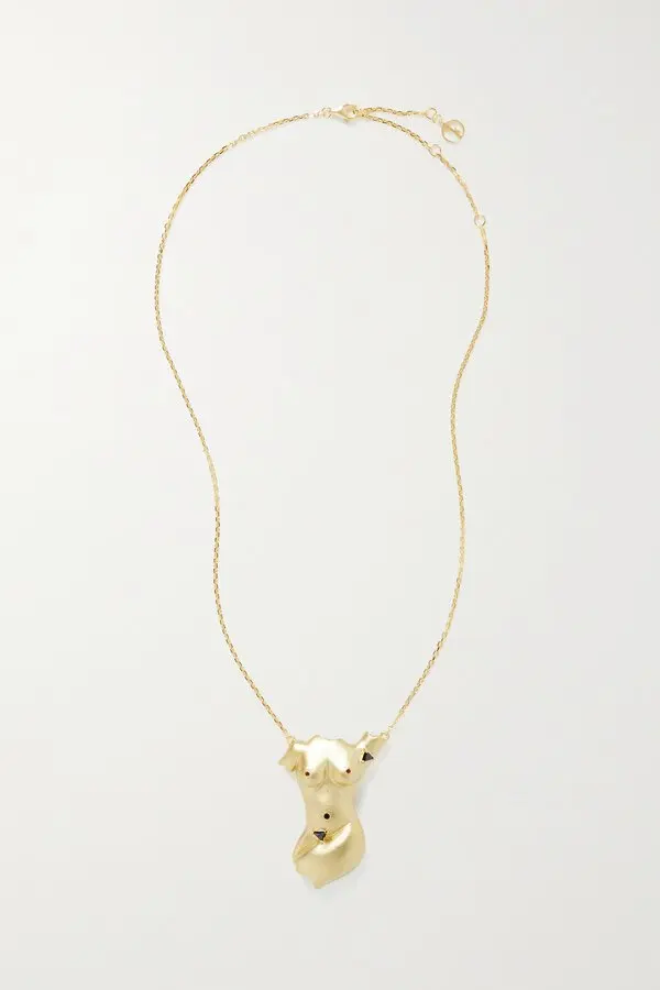 Anissa Kermiche Pit Power -plated Onyx And Ruby Necklace