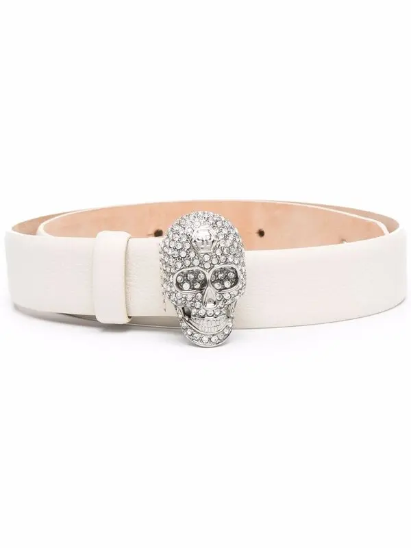 Philipp Plein Embellished Skull Belt - Neutrals