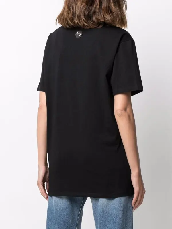 Philipp Plein Embellished Cotton T-shirt - Black