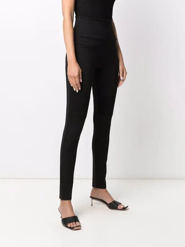 Philipp Plein Ribbed-panel Biker Leggings - Black