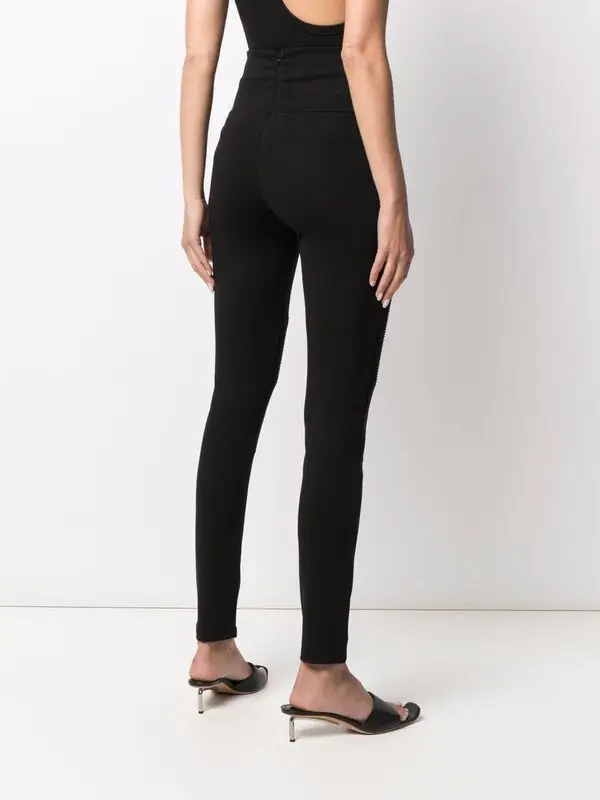 Philipp Plein Ribbed-panel Biker Leggings - Black