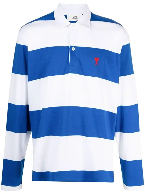 AMI Paris Horizontal-stripe Polo Shirt