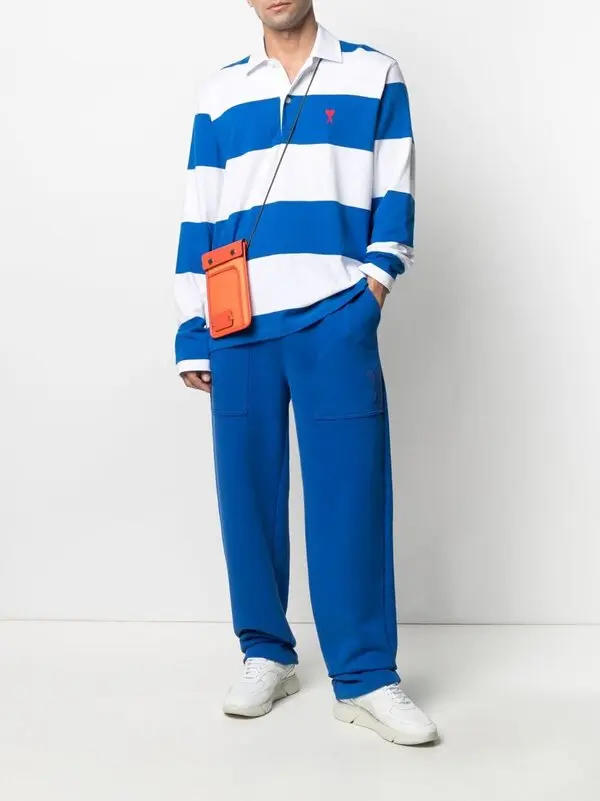 AMI Paris Horizontal-stripe Polo Shirt