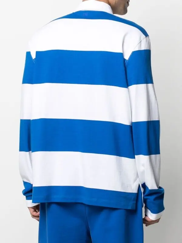 AMI Paris Horizontal-stripe Polo Shirt