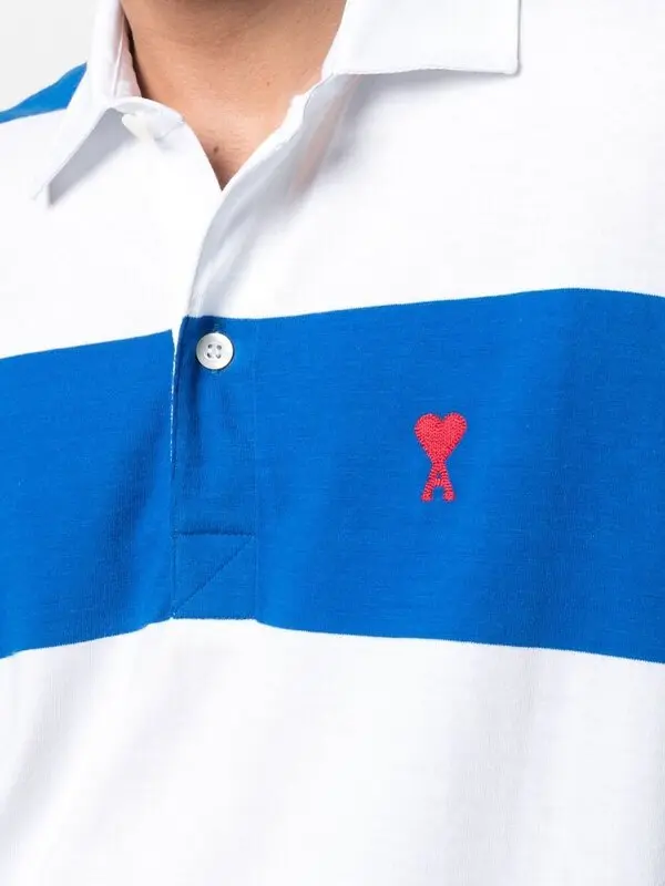 AMI Paris Horizontal-stripe Polo Shirt