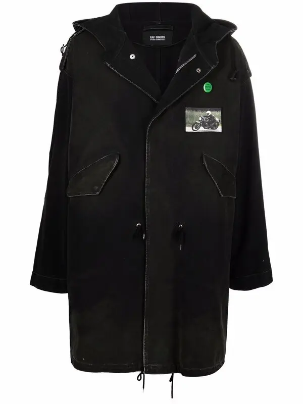Raf Simons Photograph-Print Parka Coat In Black - 63% Off