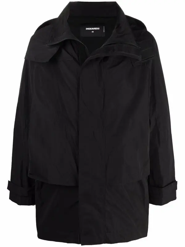 Dsquared2 Logo-print Hooded Mid-length Coat