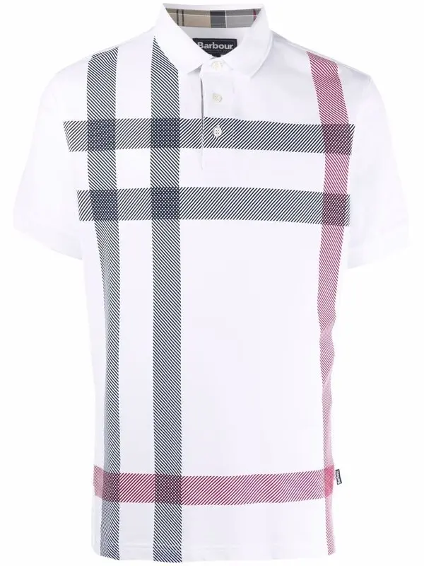 Barbour Checked Cotton Polo Shirt - White