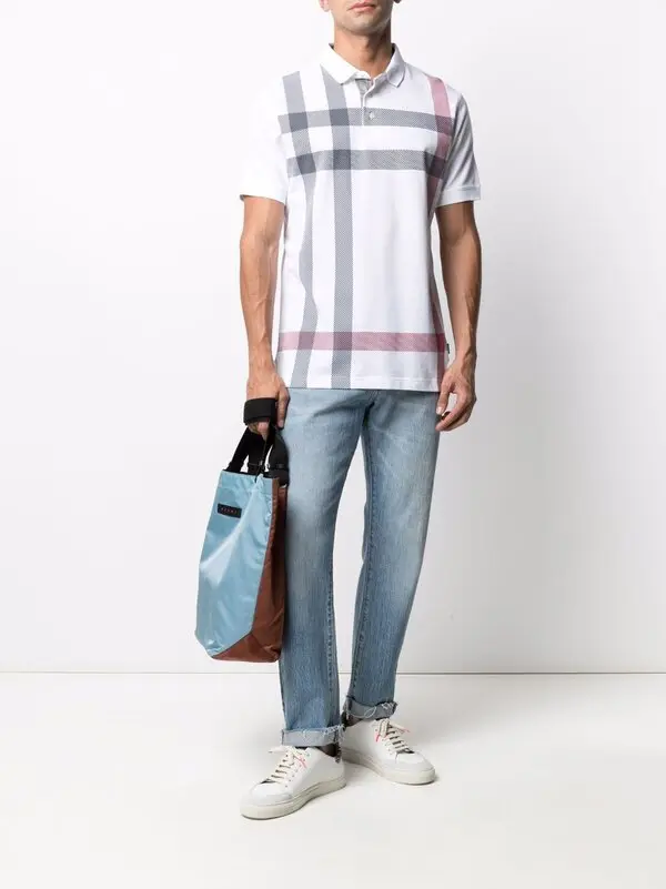Barbour Checked Cotton Polo Shirt - White