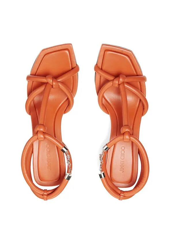 Jimmy Choo Fort 50mm Square-Toe Sandals In Orange - 59% Off