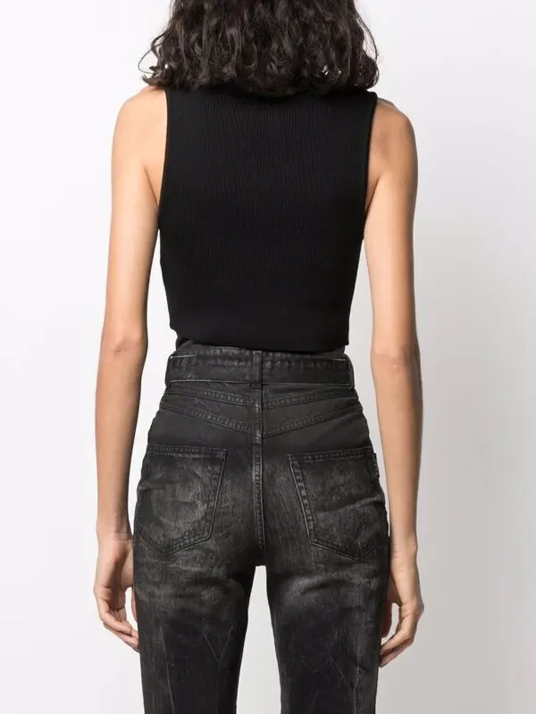 Philipp Plein Signature Wool Cropped Top - Black