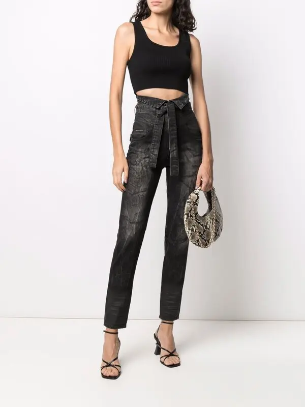Philipp Plein Signature Wool Cropped Top - Black