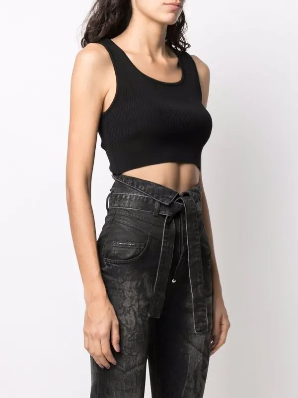 Philipp Plein Signature Wool Cropped Top - Black