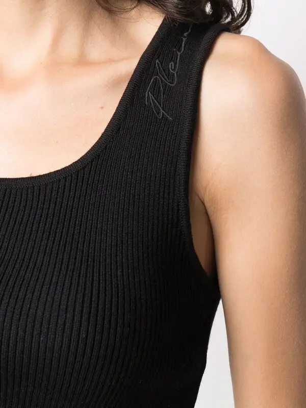 Philipp Plein Signature Wool Cropped Top - Black