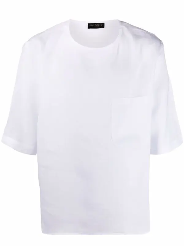 DELL'OGLIO Short-sleeve Linen T-shirt - White