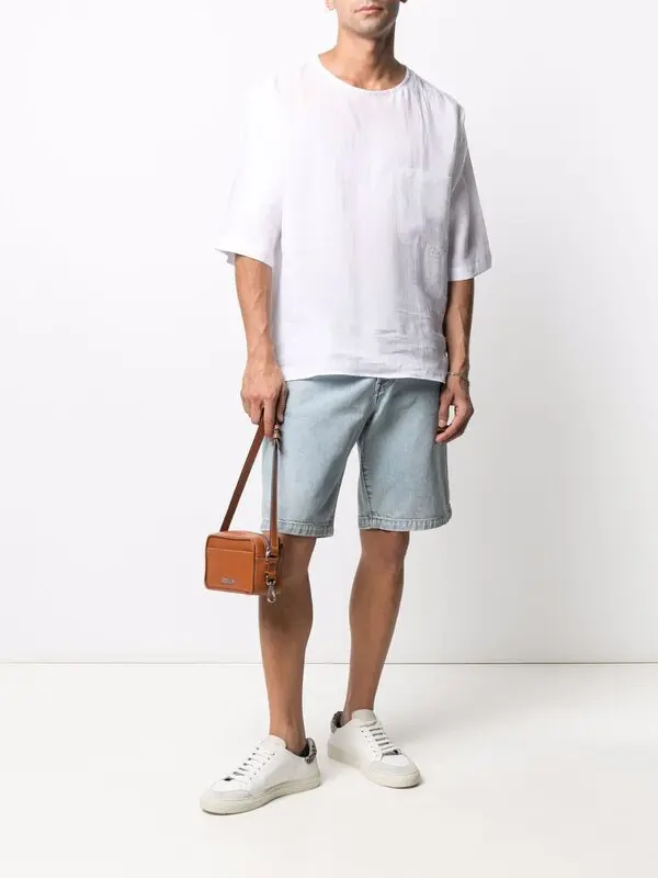 DELL'OGLIO Short-sleeve Linen T-shirt - White