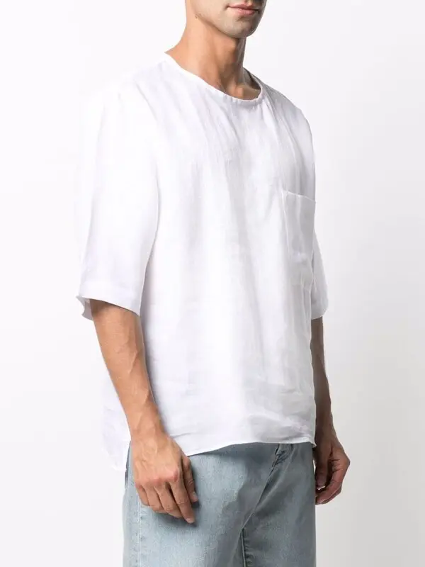 DELL'OGLIO Short-sleeve Linen T-shirt - White
