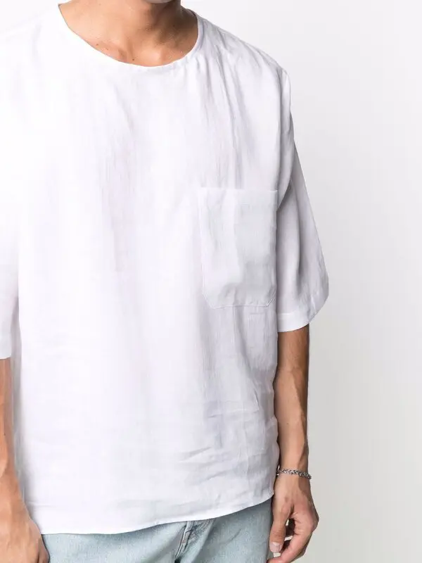 DELL'OGLIO Short-sleeve Linen T-shirt - White