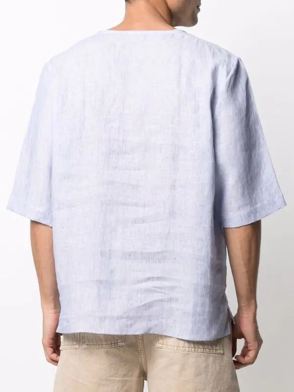DELL'OGLIO Short-sleeve Linen T-shirt - Blue