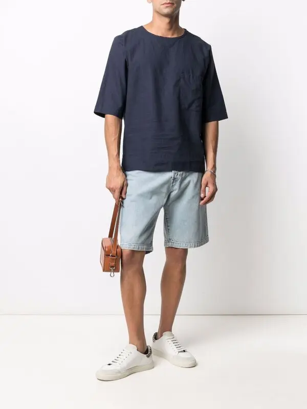 DELL'OGLIO Short-sleeve Linen T-shirt - Blue