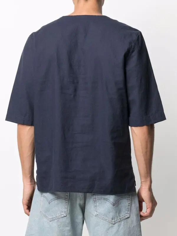 DELL'OGLIO Short-sleeve Linen T-shirt - Blue