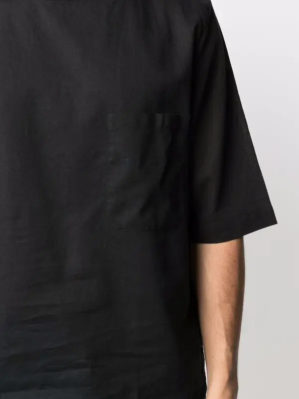 DELL'OGLIO Short-sleeve Linen T-shirt - Black