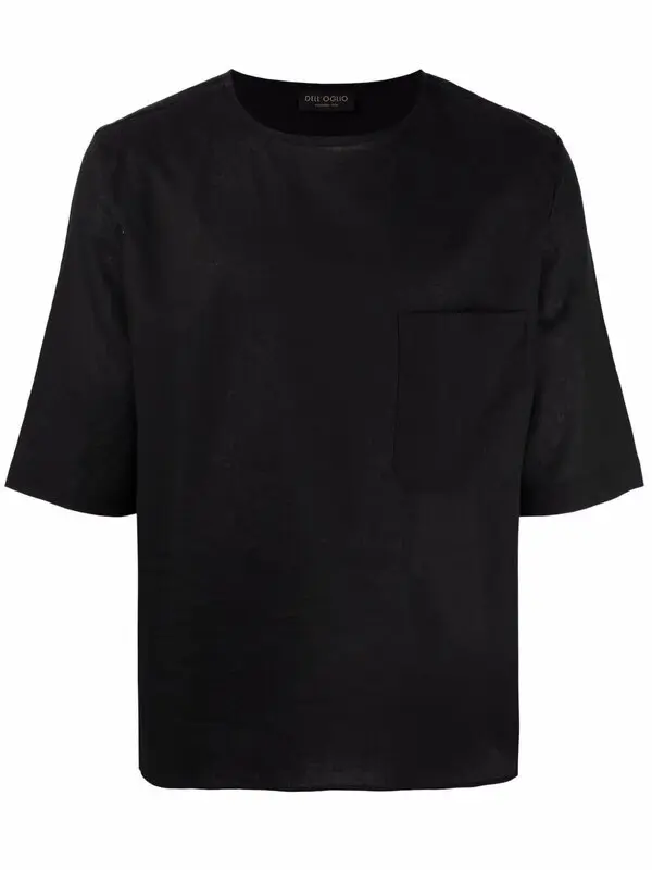 DELL'OGLIO Short-sleeve Linen T-shirt - Black
