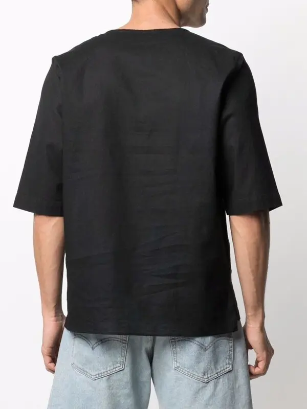 DELL'OGLIO Short-sleeve Linen T-shirt - Black
