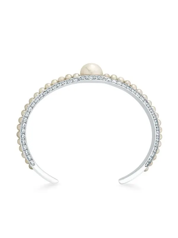 DAVID MORRIS 18kt Diamond And Pearl Bangle - Silver