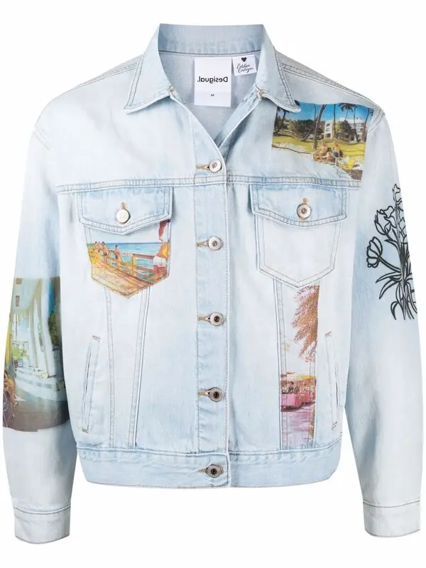 ESTEBAN CORTÁZAR X Desigual South Beach-print Denim Jacket