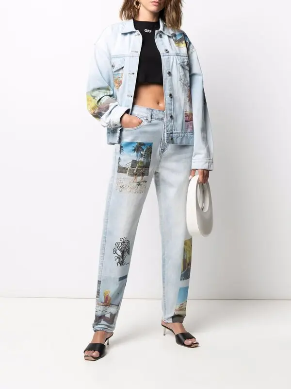 ESTEBAN CORTÁZAR X Desigual South Beach-print Denim Jacket
