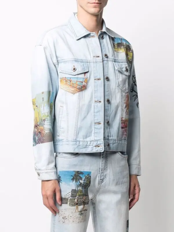 ESTEBAN CORTÁZAR X Desigual South Beach-print Denim Jacket