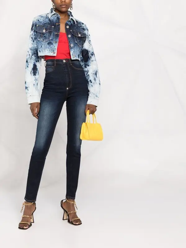Philipp Plein Stonewashed High-waisted Jeggings - Blue