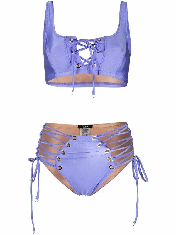 NOIRE SWIMWEAR Lace-up Two-piece Bikini - Purple