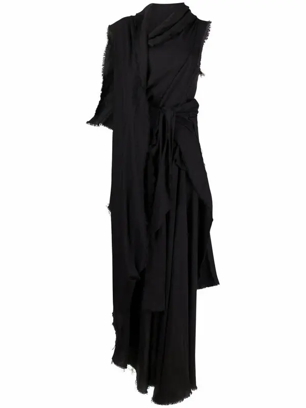 Yohji Yamamoto Asymmetric Draped Maxi Dress