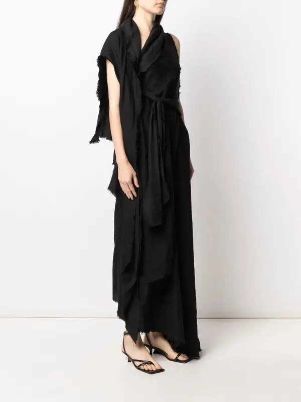 Yohji Yamamoto Asymmetric Draped Maxi Dress