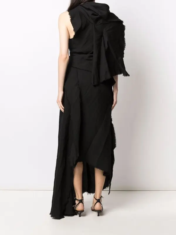 Yohji Yamamoto Asymmetric Draped Maxi Dress