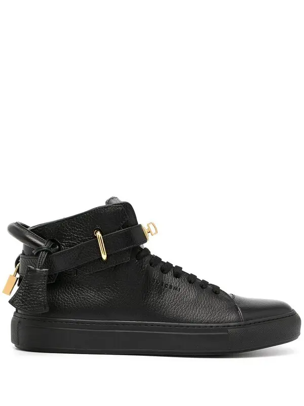Buscemi Twist-Lock High-Top Padlock Sneakers In Black - 54  Buscemi Padlock Detail Hi-Tops 100MM main image 0